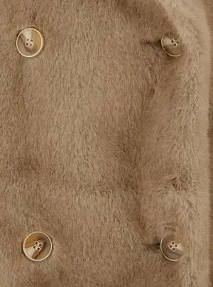 LEPLAIN Beige Overcoat With Wide Lapels In Eco-fur For