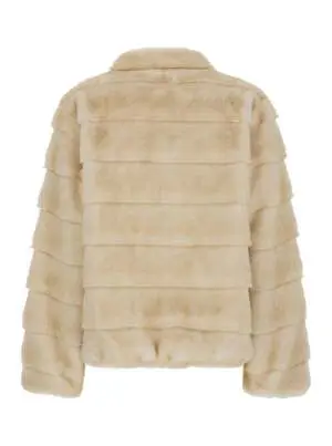 LEPLAIN Beige Shearling With Raised Collar In Eco-fur For