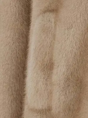 LEPLAIN Beige Shearling With Zip Closure And Drawstring Hood In Eco-fur For