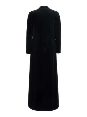 LEPLAIN Long Double-breasted Coat With Peak Revers In Velvet For