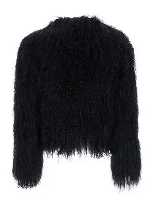 LEPLAIN Short Jacket In Tibet Fur With High Collar And Long Sleeves In For