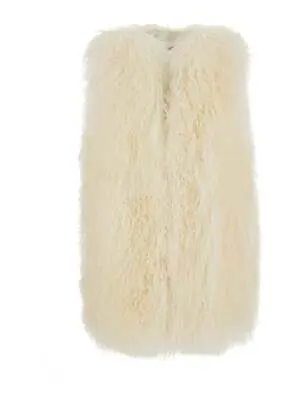 LEPLAIN Beige Fur Jacket With Sleeveless Design In Fur For - Cream