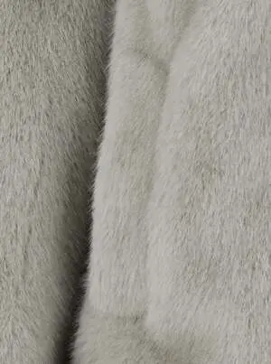 LEPLAIN Grey Shearling With Zip Closure And Drawstring Hood In Eco-fur For