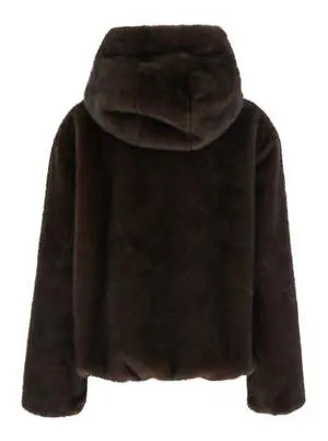 LEPLAIN Shearling With Zip Closure And Drawstring Hood In Eco-fur For