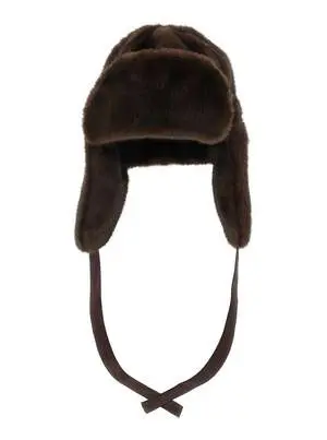 LEPLAIN Beanie With Adjustable Drawstring In Fur For - Brown
