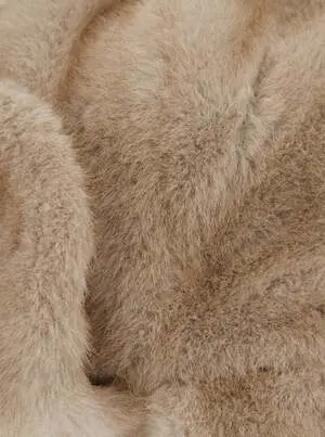 LEPLAIN Beige Beanie With Adjustable Drawstring In Fur For