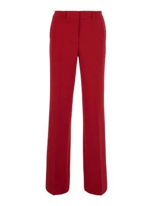 LEPLAIN Red High-waisted Pants With Two Welt Pockets On The Back In Fabric For