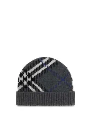 Burberry Checked Cashmere-blend Beanie