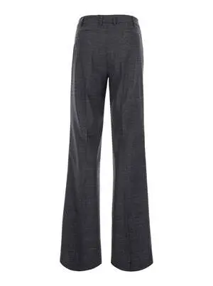 LEPLAIN Grey Pants With Check Motif All-over In Fabric For