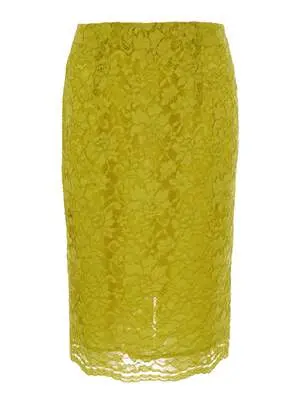 LEPLAIN Pencil Skirt With Lace Embroidery In Fabric For Wonen - Yellow