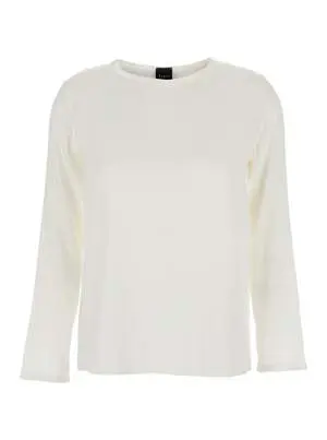 LEPLAIN Silk Blouse With Round Neck And Long Sleeves - White