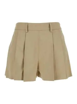 LEPLAIN Leplain Women Beige Shorts With Pleated Design In Tech Fabric Women