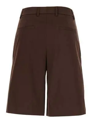 LEPLAIN Brown Bermuda Shorts Belt Loops And Two Back Welt Pockets In Cotton For