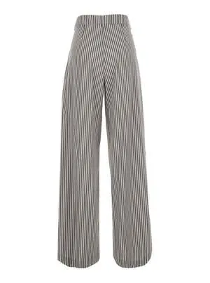 LEPLAIN Brown Pants With All-over Striped Motif In Fabric