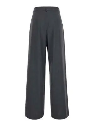 LEPLAIN Grey Pants With Front Pleats In Wool Blend For