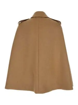 LEPLAIN Short Cape With Elegant Details In Tech Fabric Beige For