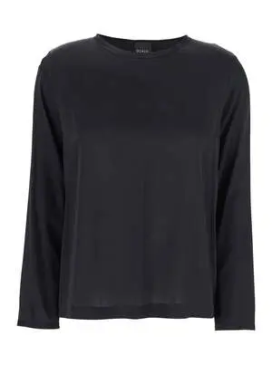 LEPLAIN Silk Long Sleeve Blouse - Black