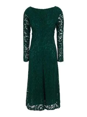LEPLAIN Long Dress With All-over Lace Embroidery In Fabric For - Green