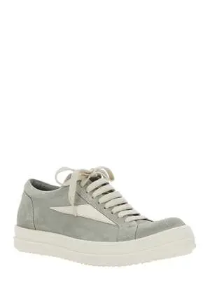 Rick Owens Grey Low Top Sneakers With Contrasting Stitching In Suede For - Multicolor
