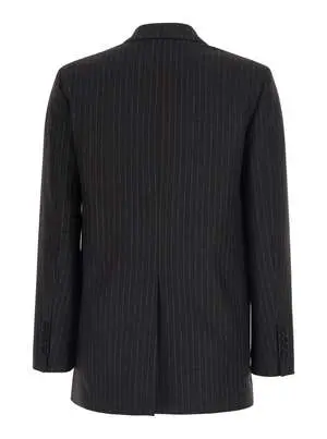 LEPLAIN Double-breasted Jacket With Peak Revers And All-over Pinstripe In Fabric For