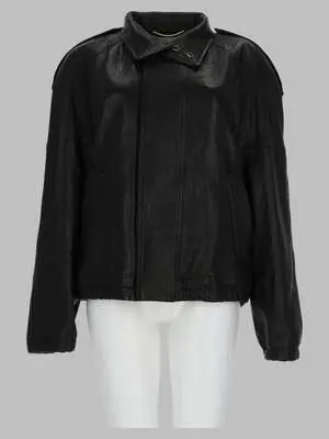 Saint Laurent Giacca Cordo In Pelle - Black