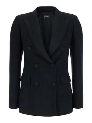 LEPLAIN Black Double-breasted Jacket With Peak Revers In Tech Fabric For - Multicolor