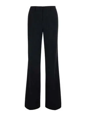 LEPLAIN Flared Pants With All-over Pinstripe Motif In Fabric For - Black