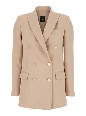 LEPLAIN Beige Double-breasted Jacket With Classic Lapels In Fabric