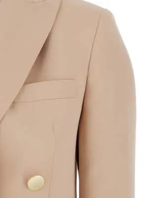 LEPLAIN Beige Double-breasted Jacket With Classic Lapels In Fabric