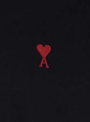 AMI Paris Long Sleeve T-shirt With De Coeur Logo On The Front In Cotton For - Black