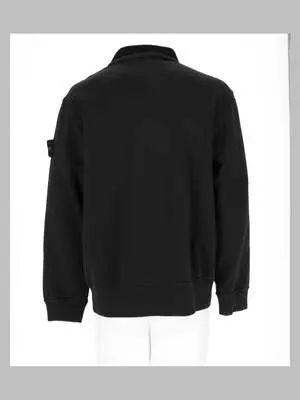 Stone Island Felpa Con Zip Corta E Patch Logo