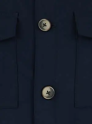 LEPLAIN Blue Jacket With Classic Collar And Two Patch Pockets On The Front In Fabric For