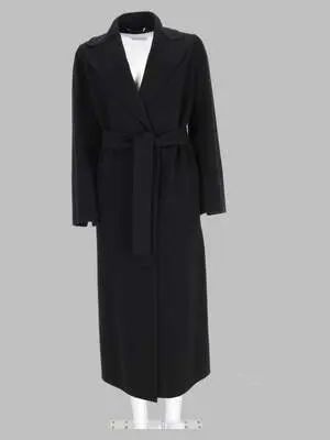 Max Mara Cappotto A Vestaglia In Drap Di Lana - Black