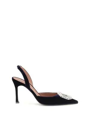 Amina Muaddi Camelia Velvet Slingback Pumps - Blue