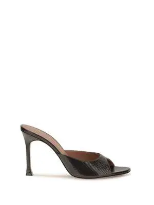 Amina Muaddi Alexa Croc-effect Sandals - Brown