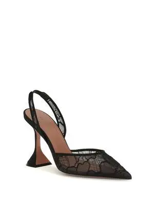 Amina Muaddi Holli Lace Slingback Sandals