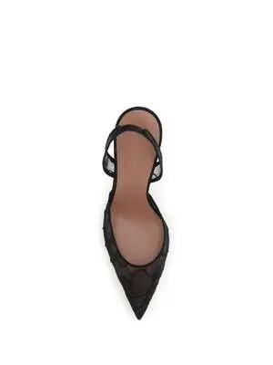 Amina Muaddi Holli Lace Slingback Sandals