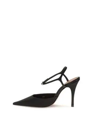 Amina Muaddi Carolyn Satin Slingback Pumps