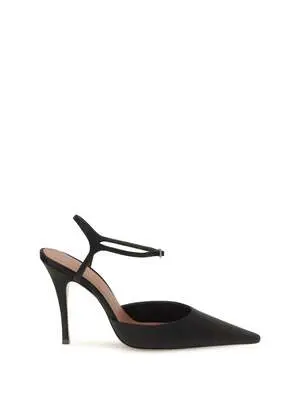 Amina Muaddi Carolyn Satin Slingback Pumps - Black