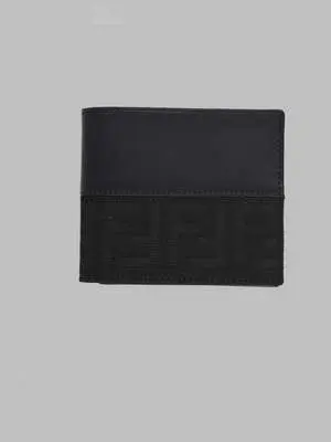 Fendi Portafoglio Bifold Ff Con Fascia In Jacquard - Black