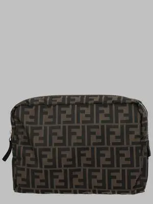 Fendi Beauty Case Medium In Tessuto Superlight Ff - Brown