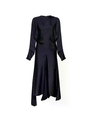 UMA WANG Asymmetric Long-sleeved Flared Midi Dress - Blue