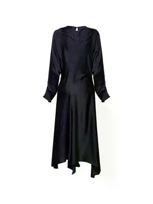 UMA WANG Asymmetric Long-sleeved Flared Midi Dress