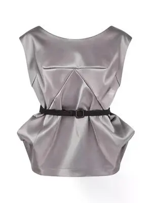 Vaquera Belted Peplum Top - Grey