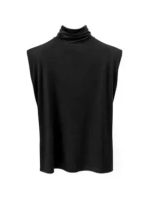 WEILI ZHENG Padded-shoulder Roll-neck Tank Top - Black