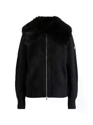 Moose Knuckles Faux-fur Collar Ribbed-knit Jacket - Black