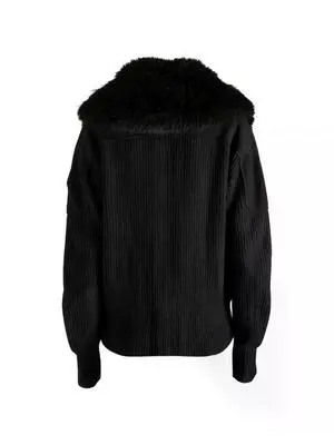 Moose Knuckles Faux-fur Collar Ribbed-knit Jacket