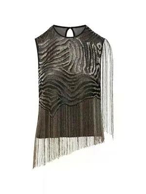 Veronica Beard Olivia Beaded Fringed Top