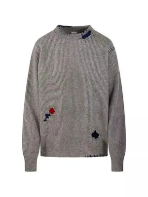 KURO Distressed Ribbed-knit Sweater - Grey