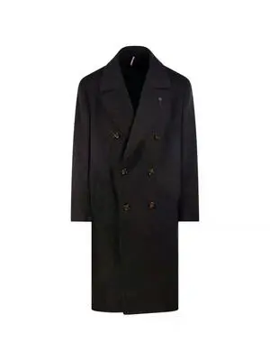 SANTANIELLO Double-breasted Coat - Brown